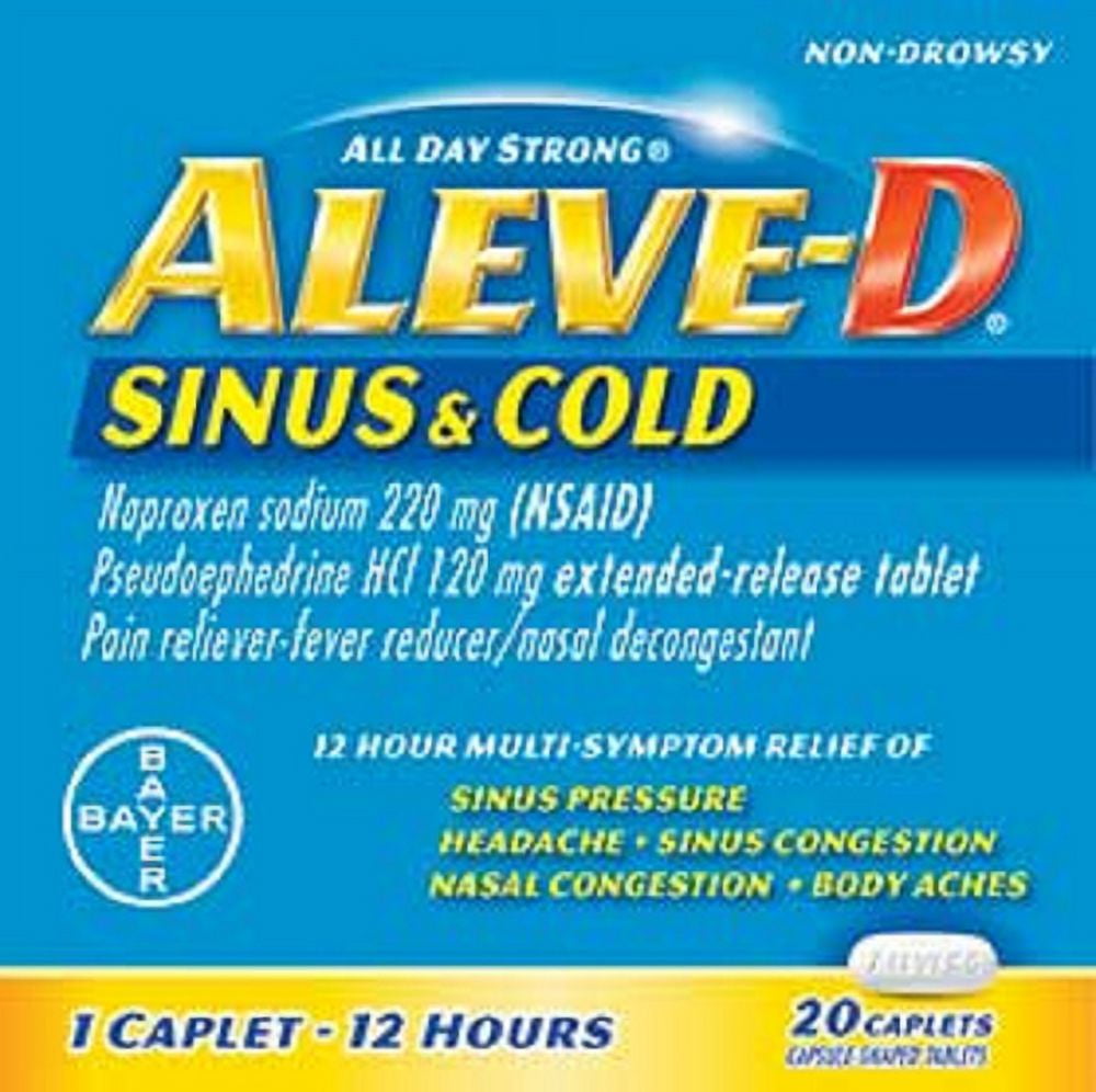 Aleve-D All Day Strong Sinus & Cold Caplets, 20 Count HSA/FSA Eligible ...