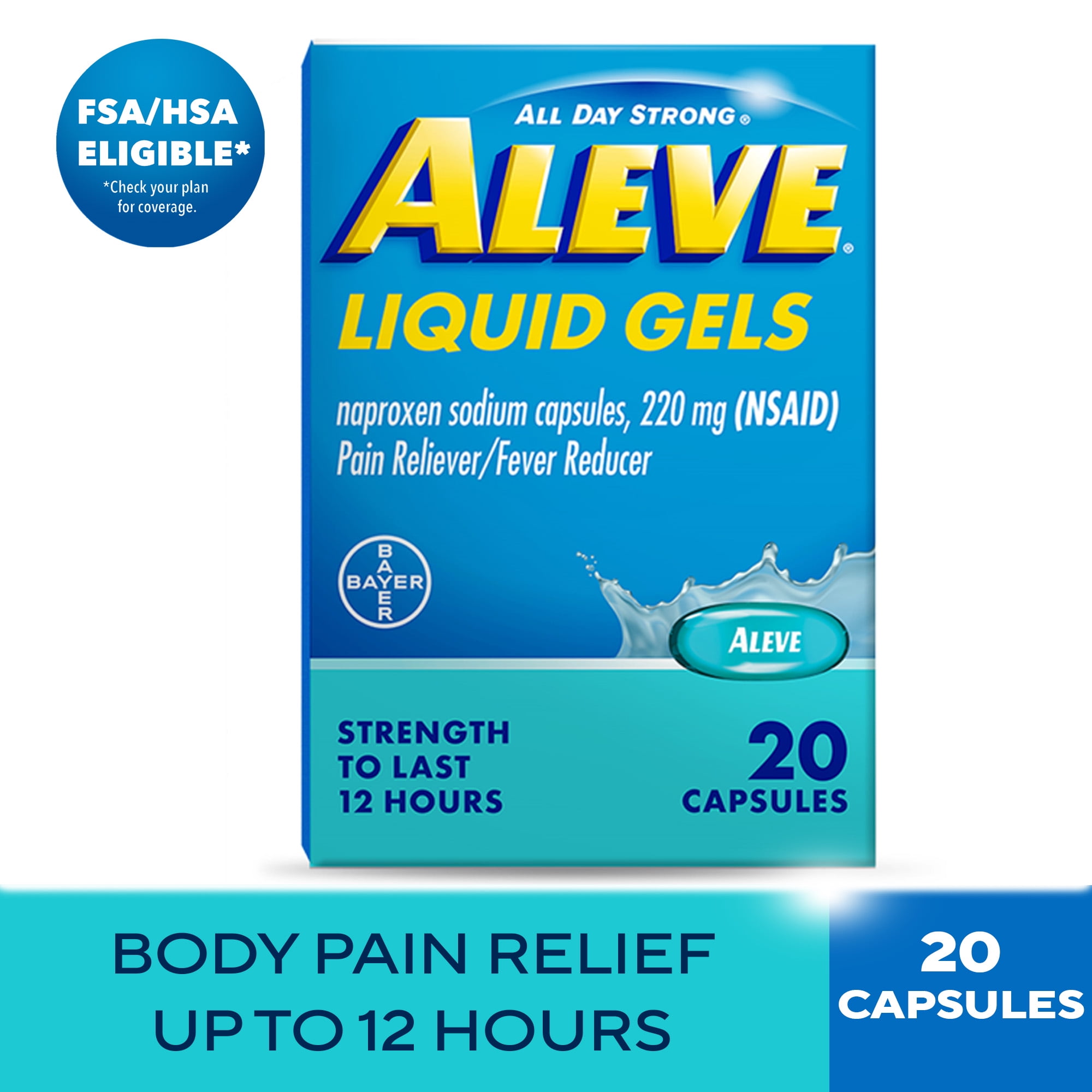 Aleve Liquid Gels Naproxen Sodium Pain Reliever, 20 Count HSA/FSA ...
