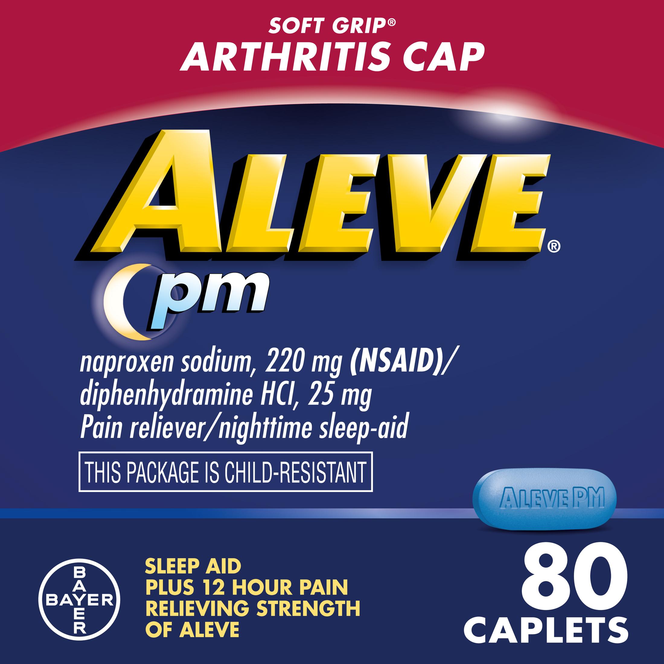 Aleve PM Pain Reliever & Nighttime Sleep Aid Caplets, 50 Count ...
