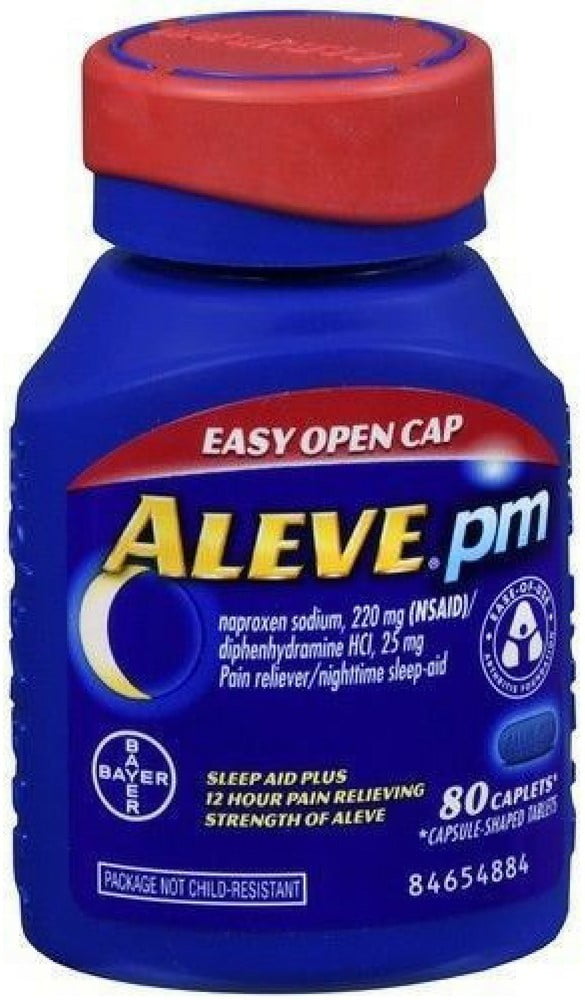 Aleve PM Pain Reliever, Nighttime Sleep-Aid Medicine, Soft Grip Cap, 80 ...