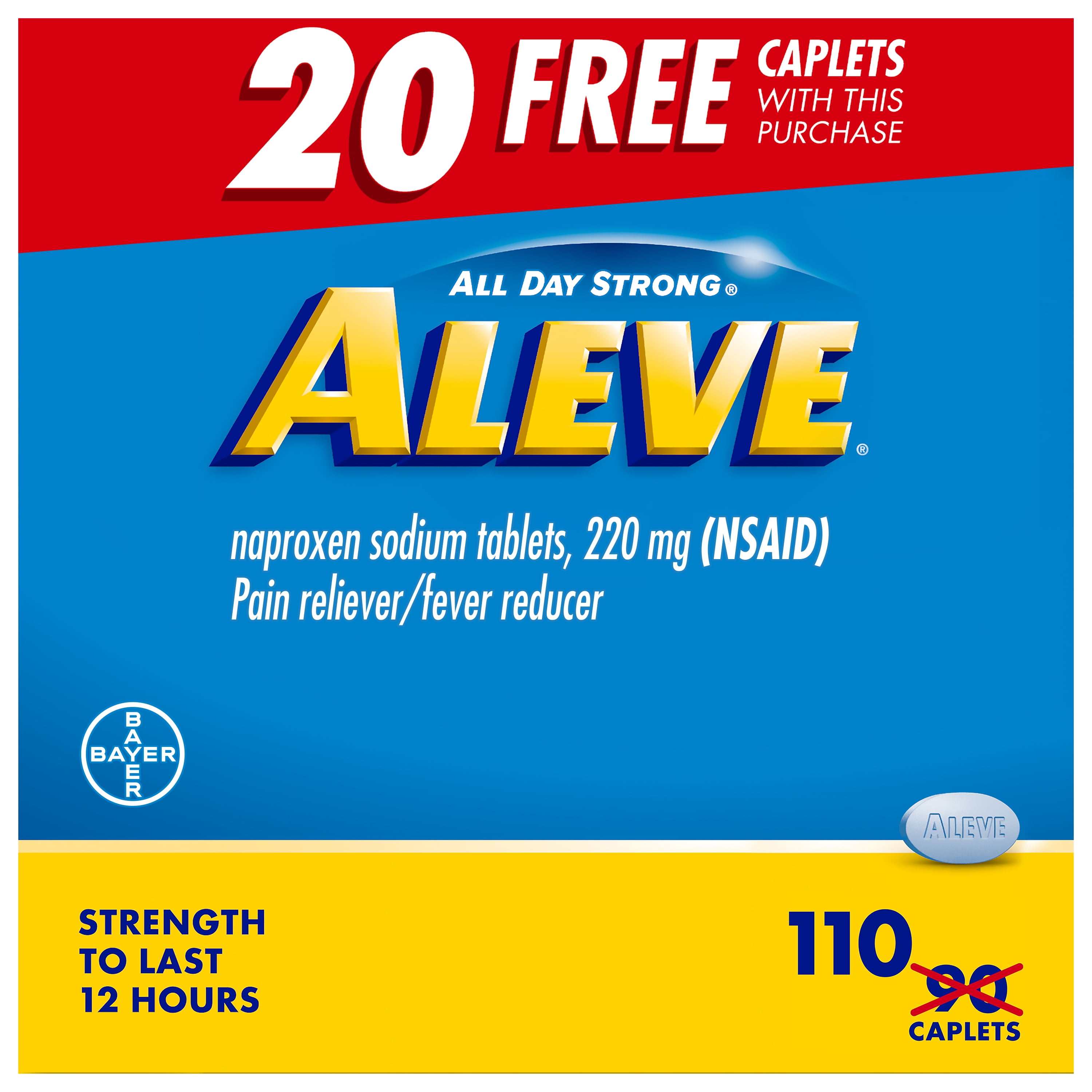 Aleve Pain Reliever & Fever Reducer Naproxen Sodium Caplets, Body Pain ...