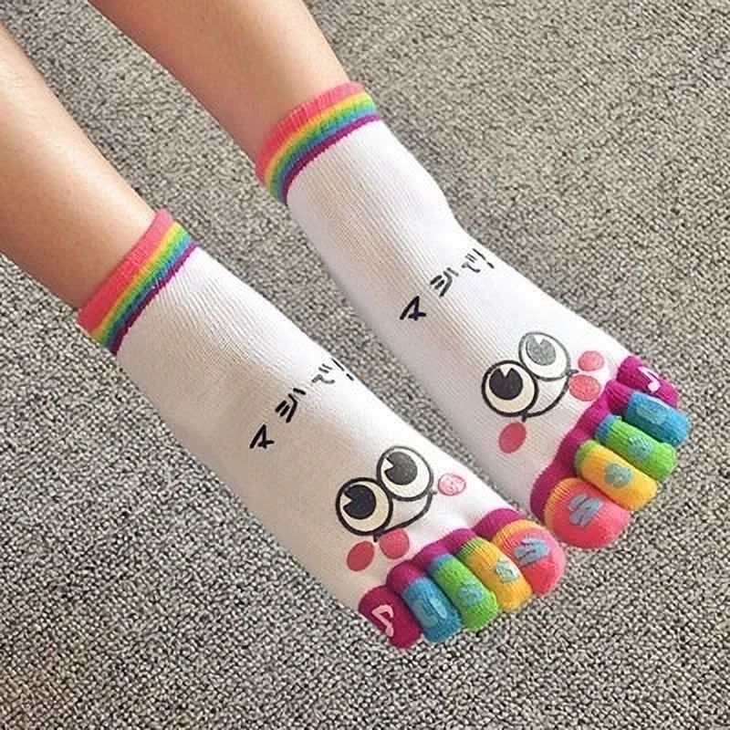 Alex 2025 Cute Casual Five-Toe Mid-Tube Finger-Show Socks, Fun Short ...