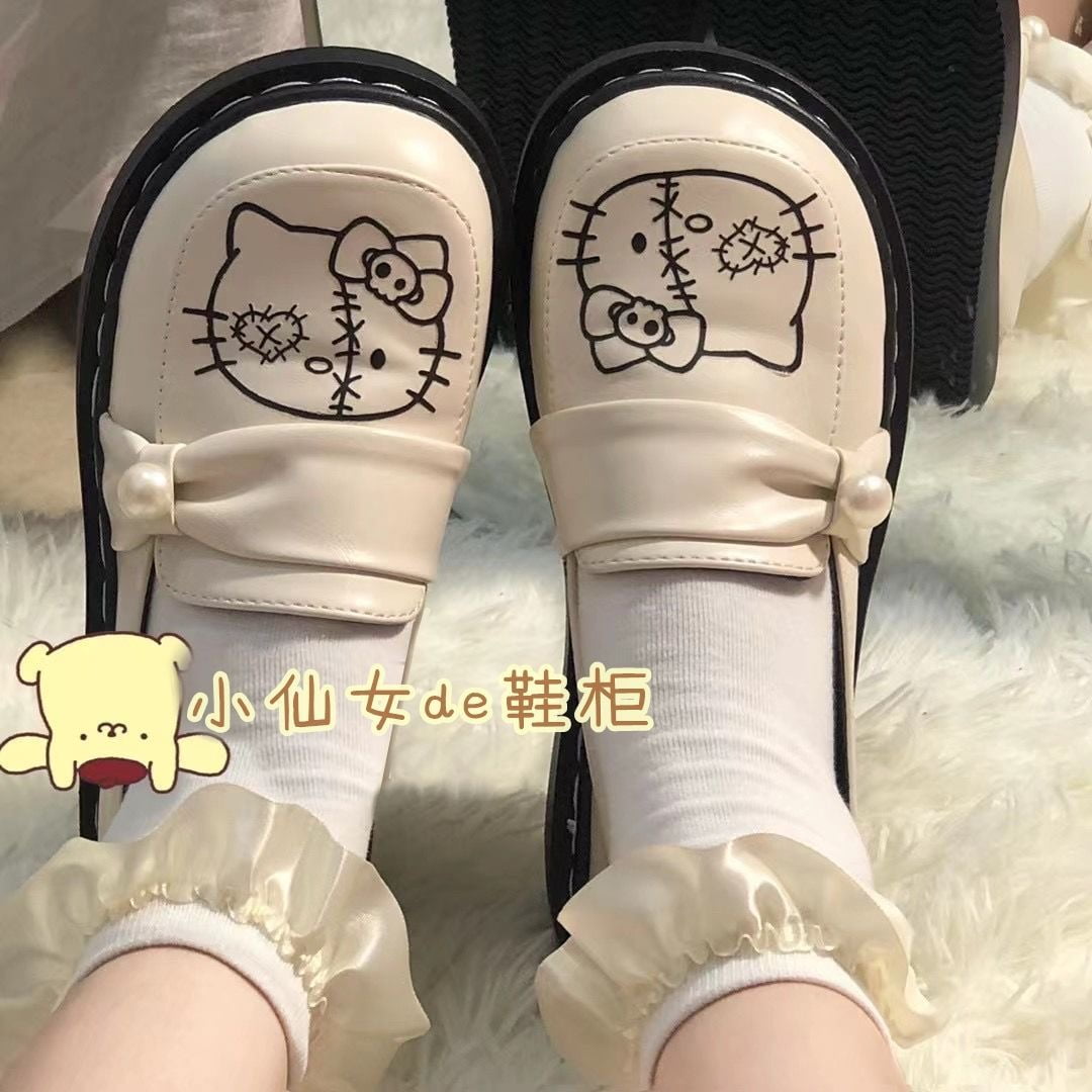 Alex 2025 Lolita Style Hello Kitty Round Toe Flats for Women, Cute ...