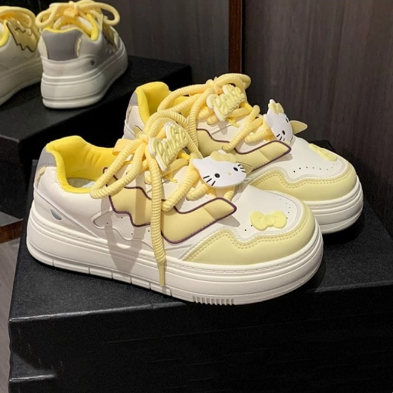 Alex 2025 Original Hello Kitty Off-White Platform Sneakers, Korean ...