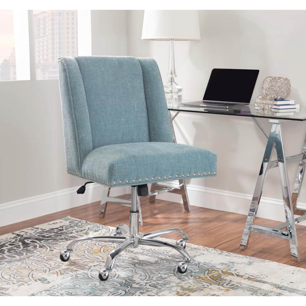 Alex Aqua Blue Fabric Adjustable Height Swivel Office Desk Task Chair ...