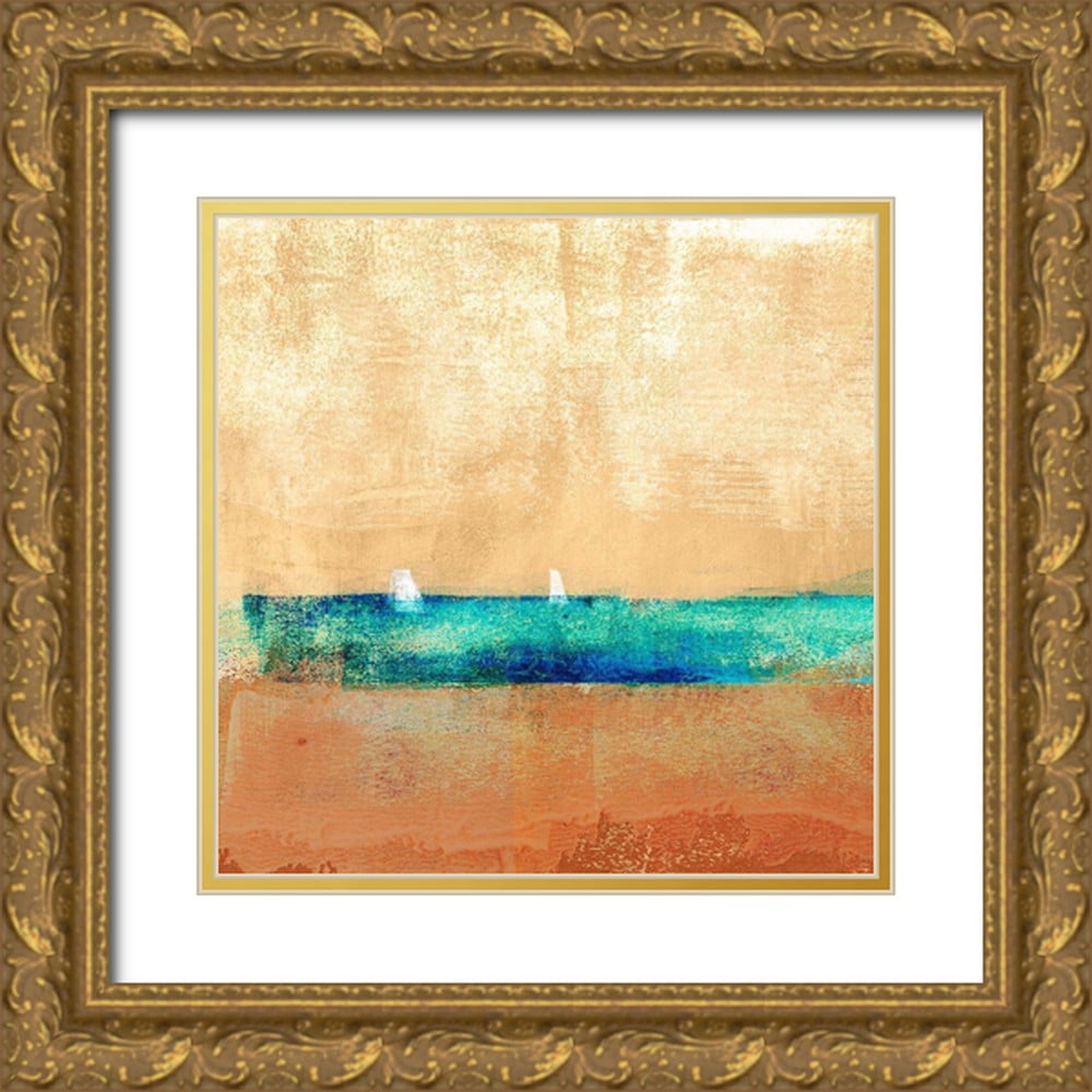 Alex, Blanco 20x20 Gold Ornate Wood Framed with Double Matting Museum ...
