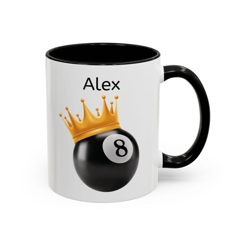 Alex Crowned 8Ball Coffee Mug, StY1LiS1H Gamer Gift, Pool Player Tea ...