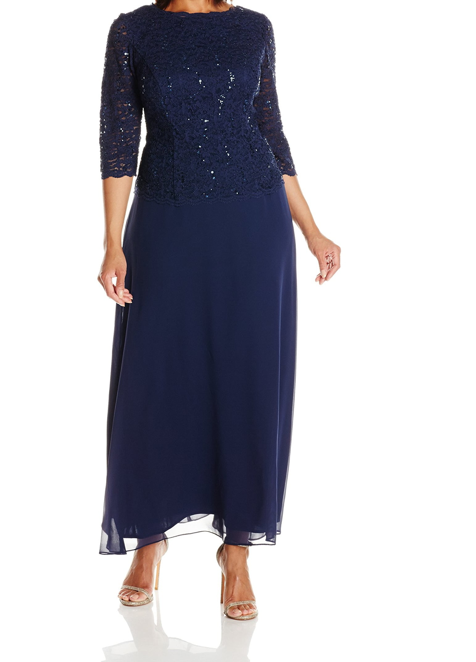 Alex Evenings NEW Blue Womens Size 16W Plus Lace Ball Gown Dress ...