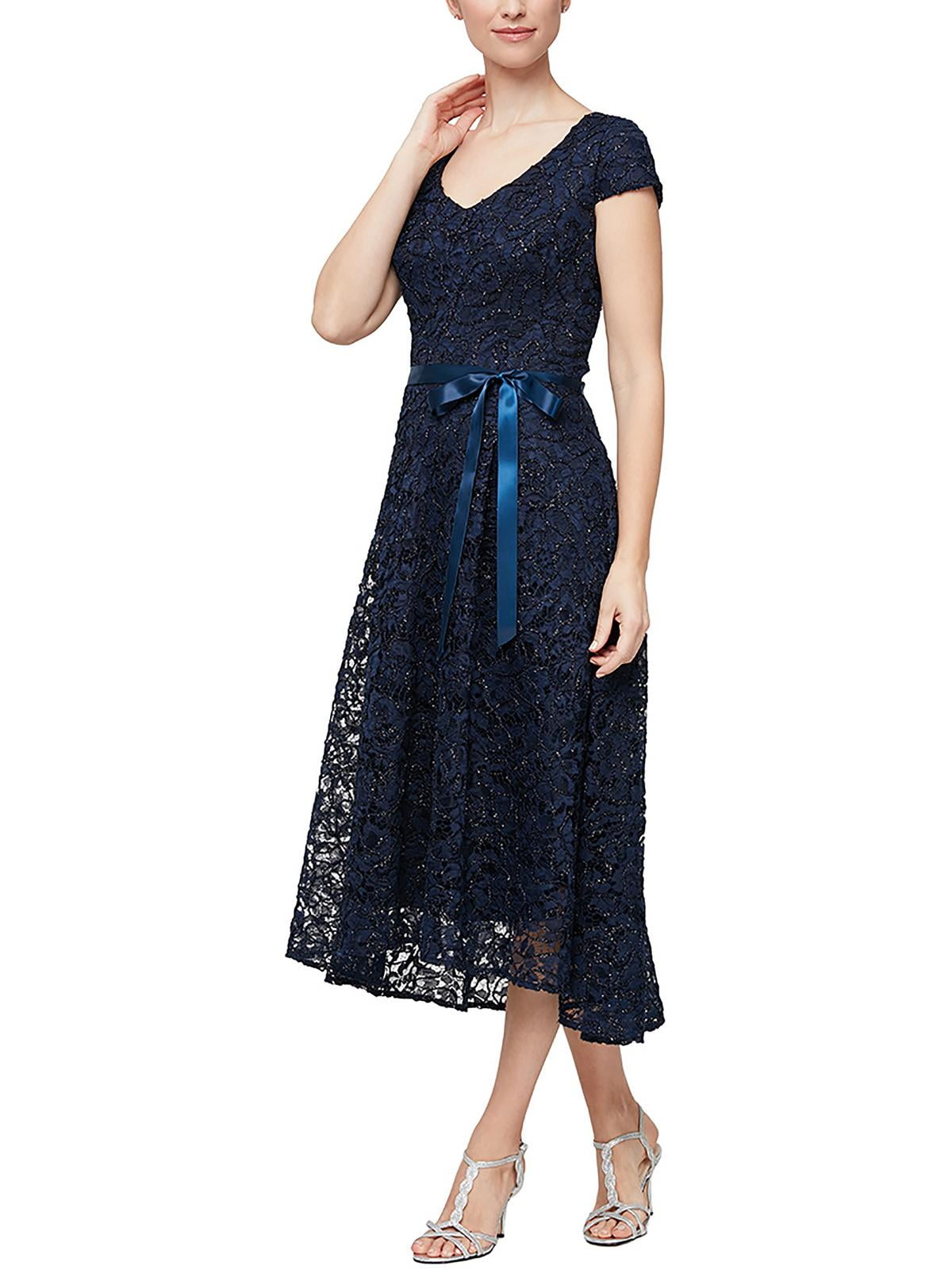 Alex Evenings Womens Metallic Midi Cocktail and Party Dress - Walmart.com