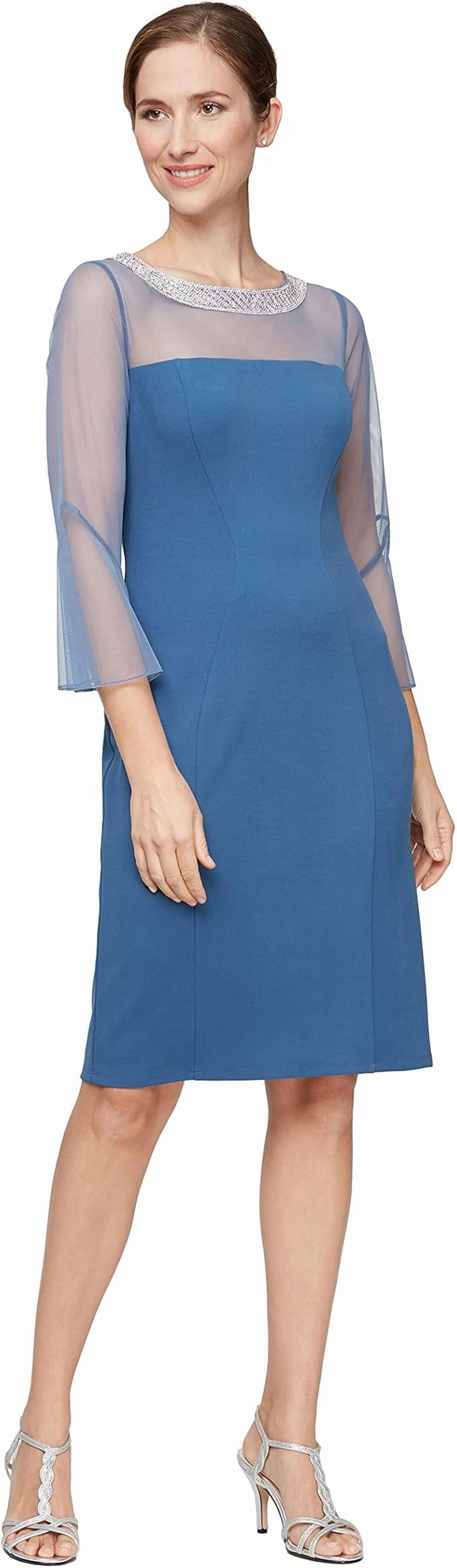 Alex Evenings Womens Short Shift Cocktail Dress with Embellished ...
