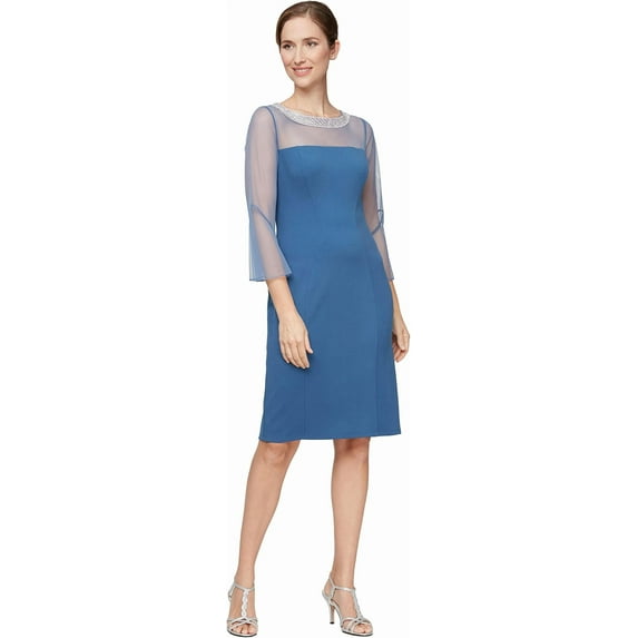 Alex Evenings Womens Short Shift Cocktail Dress with Embellished ...