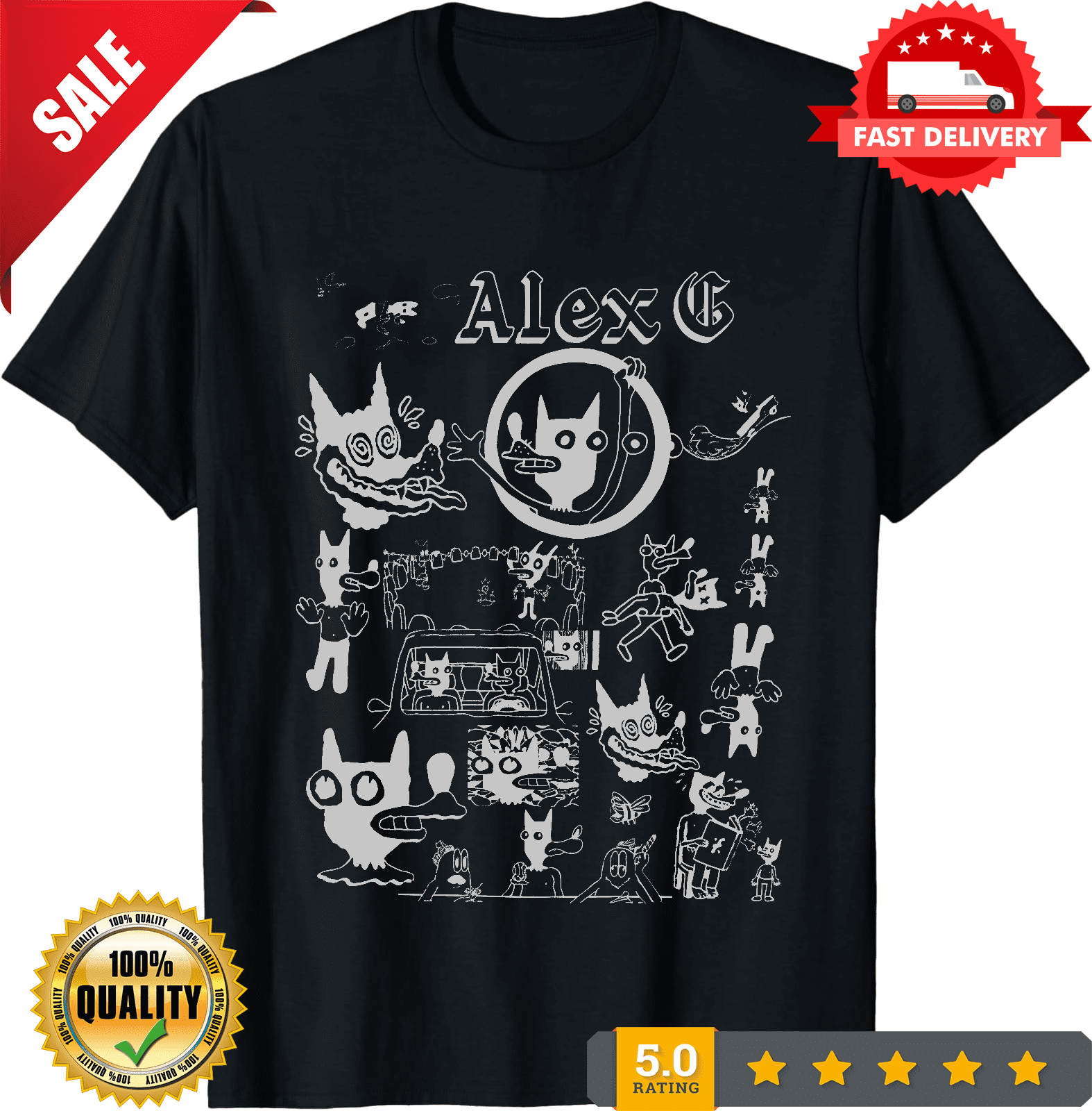 Alex G Poster Basic Style White Short Sleeve T shirt Unisex Reprint S ...