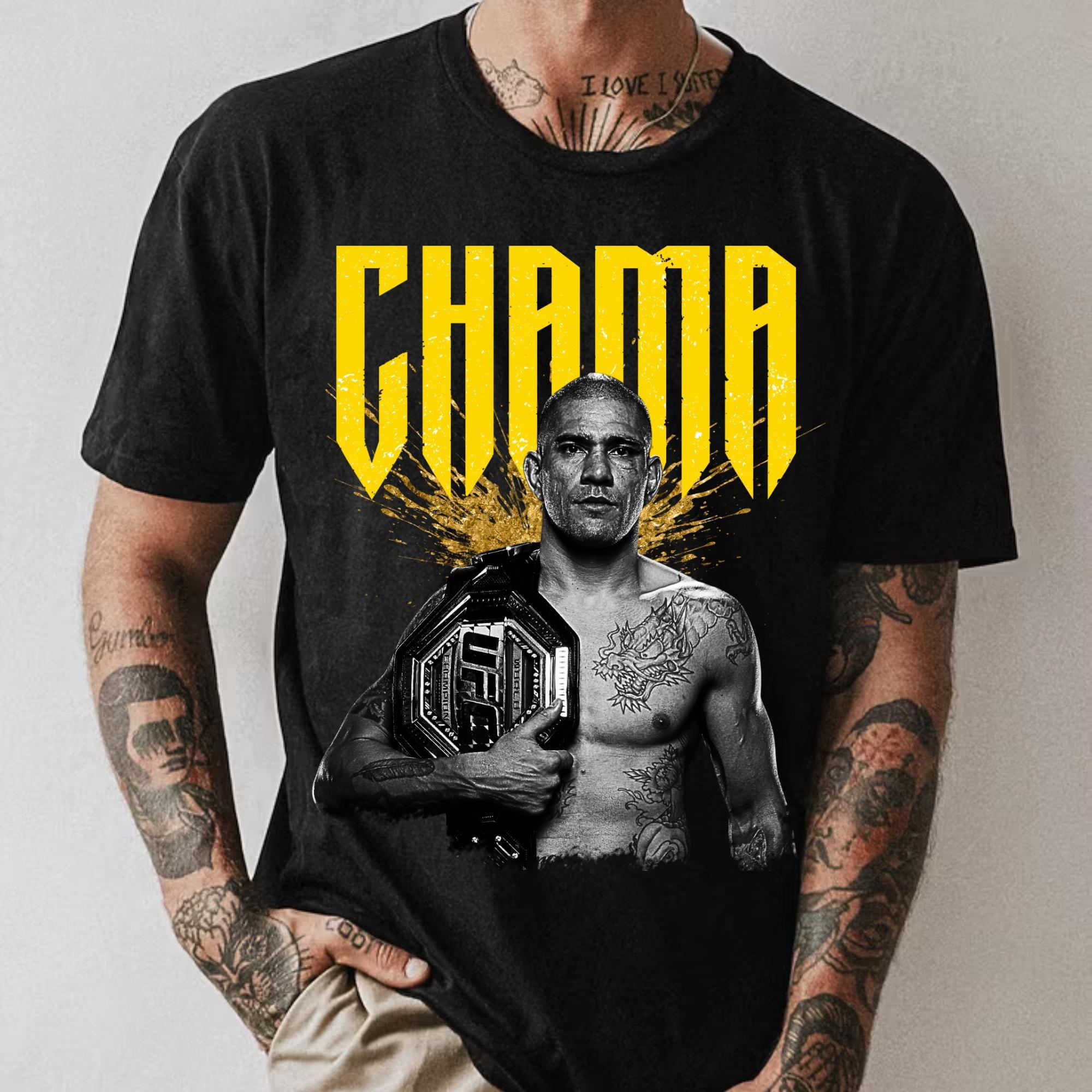 Alex Pereira Chama T-Shirt | Vintage UFC Champion Fan Tee - Walmart.com