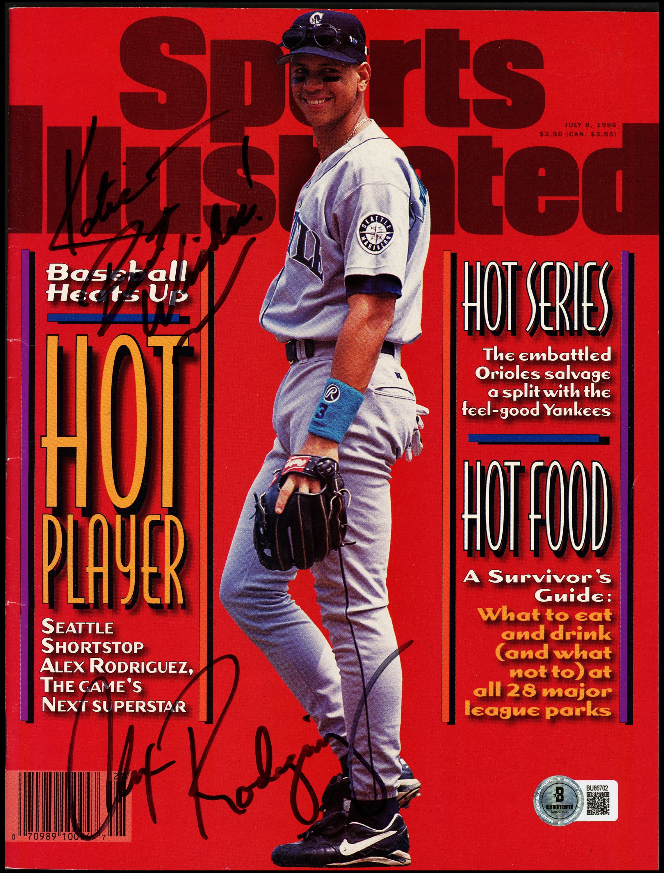 Alex Rodriguez Autographed Sports Illustrated Magazine Seattle Mariners ...