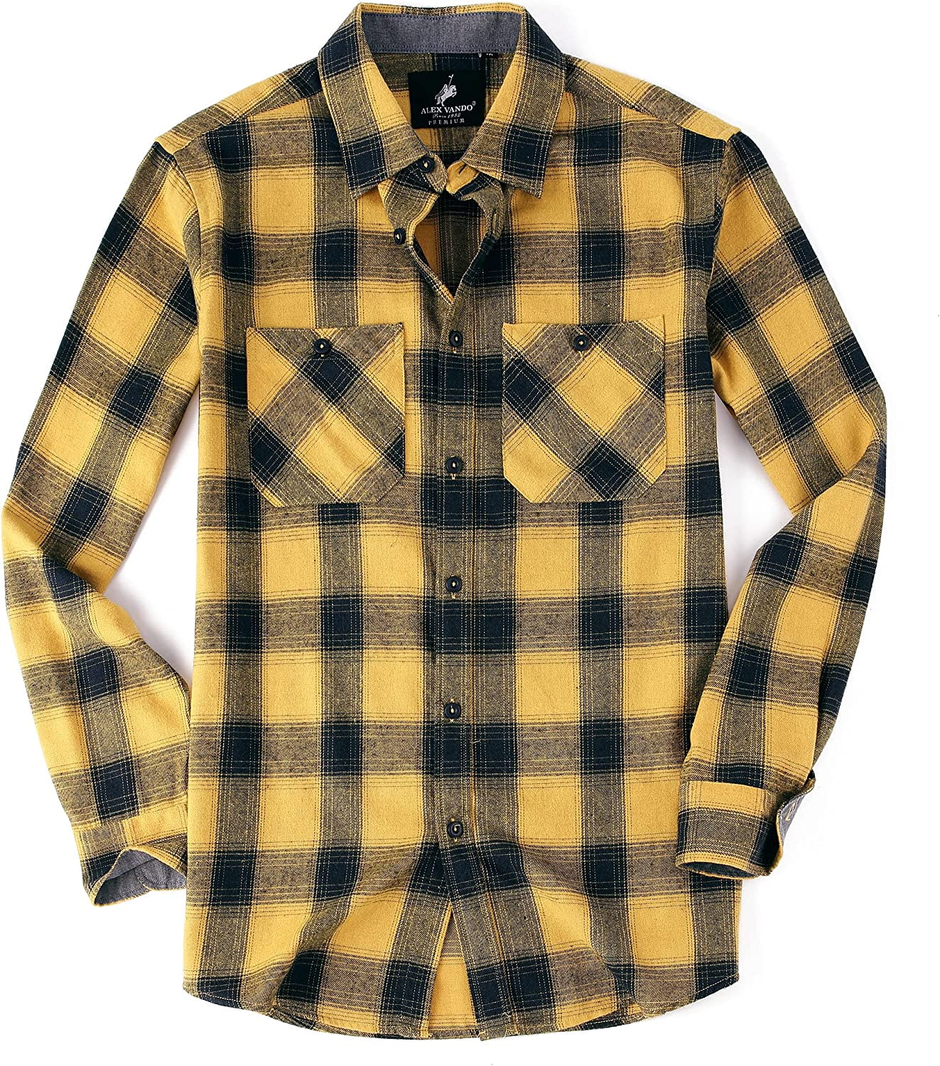 Alex Vando Mens Button Down Shirts Regular Fit Long Sleeve Casual Plaid