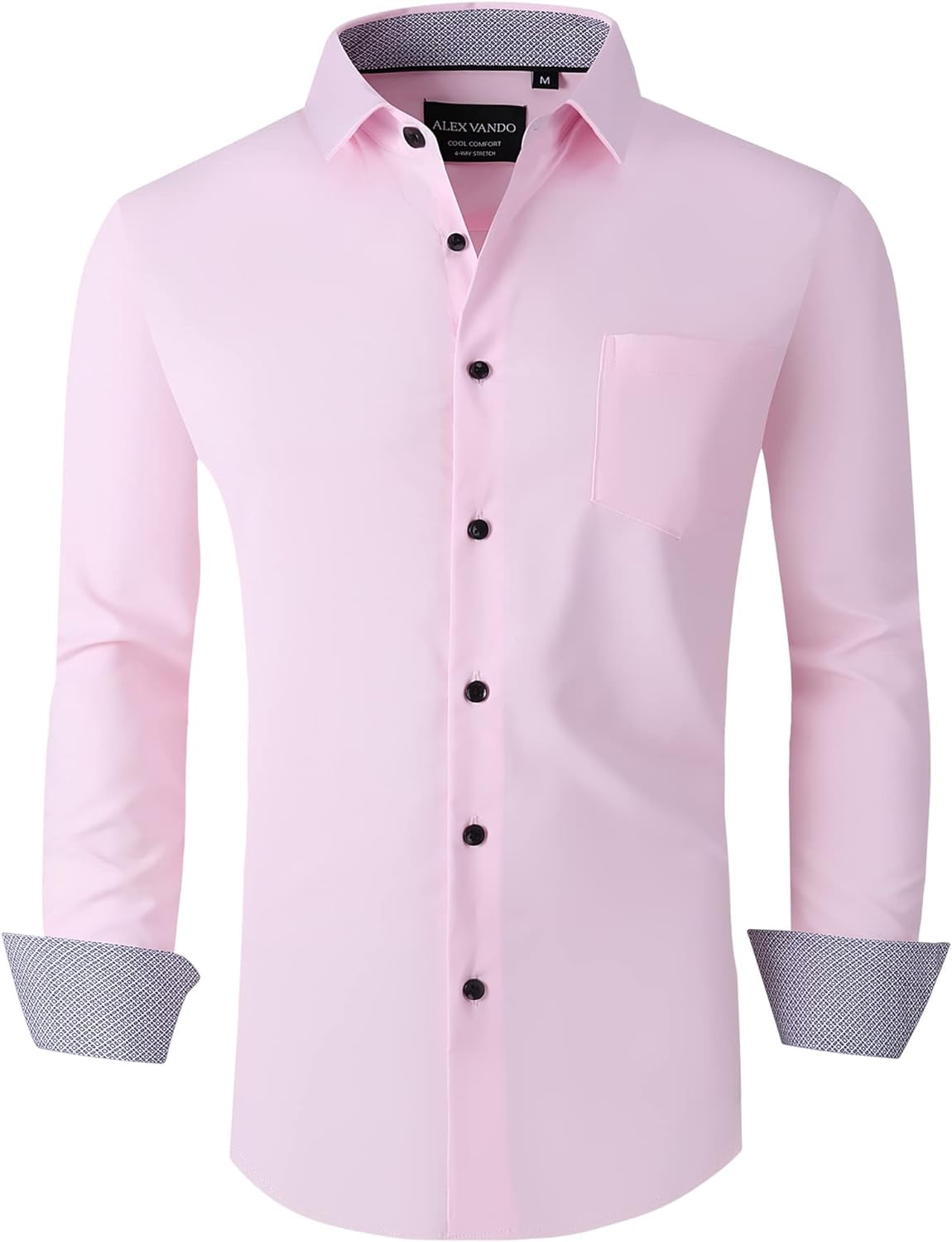 Alex Vando Mens Dress Shirts Regular Fit Long Sleeve Stretch Business