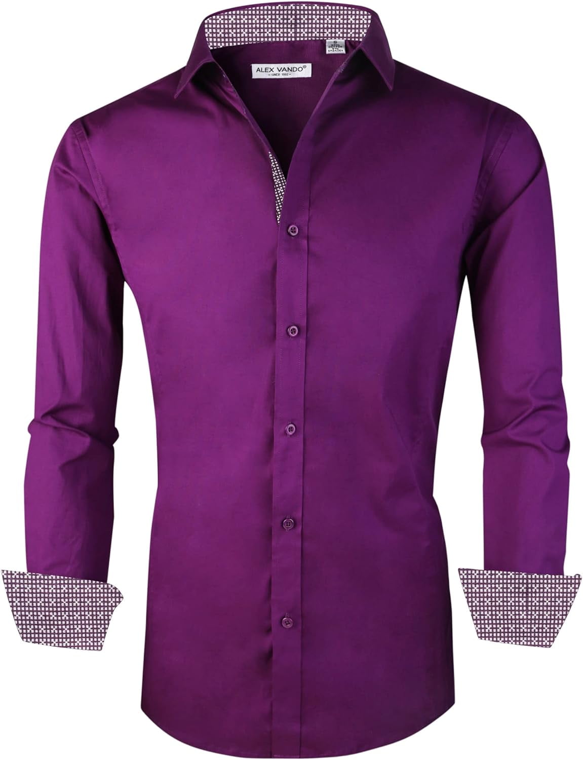 Alex Vando Mens Dress Shirts Regular Fit Long Sleeve Stretch Business Dress Shirts for Men ...