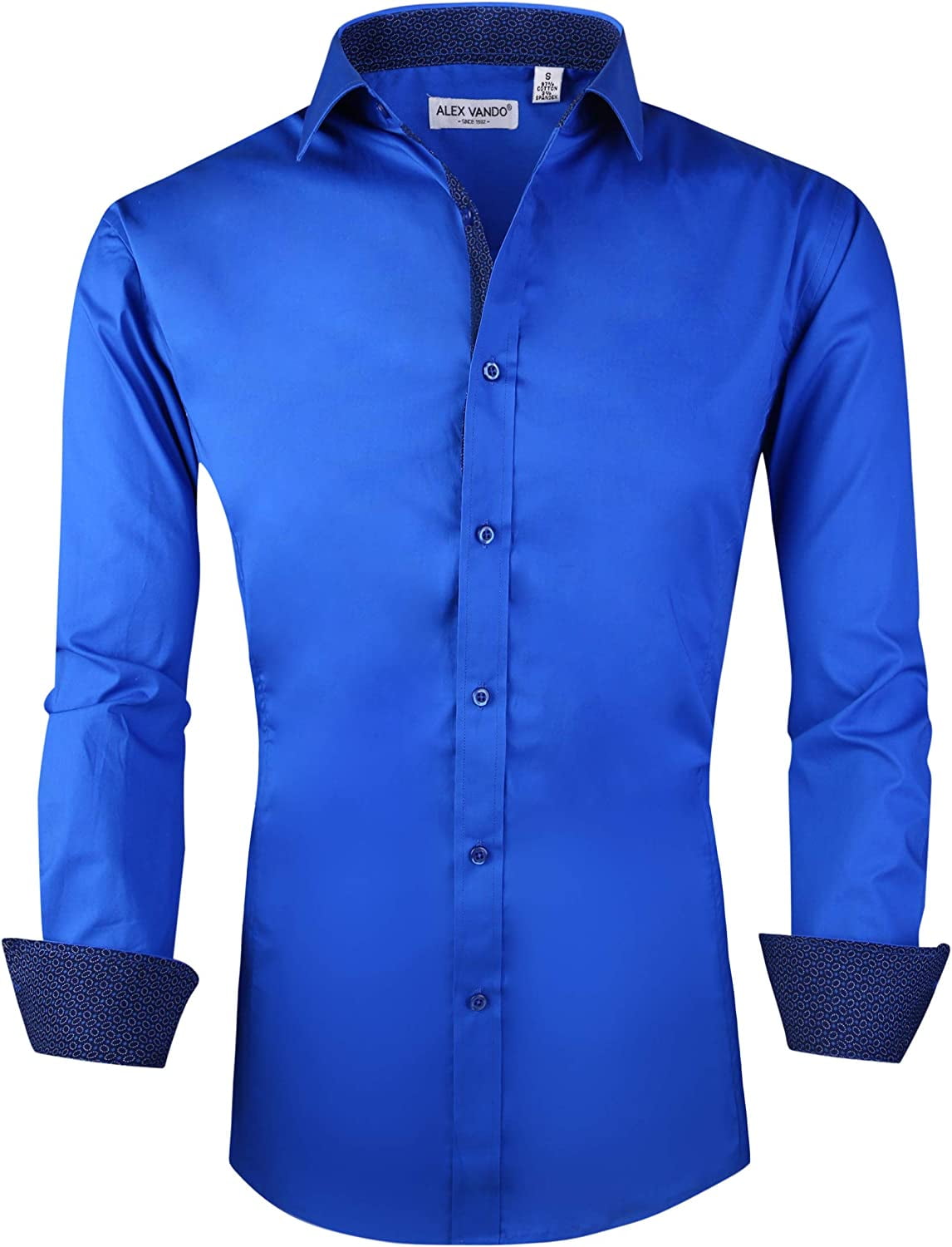 Alex Vando Mens Dress Shirts Regular Fit Long Sleeve Stretch Business ...