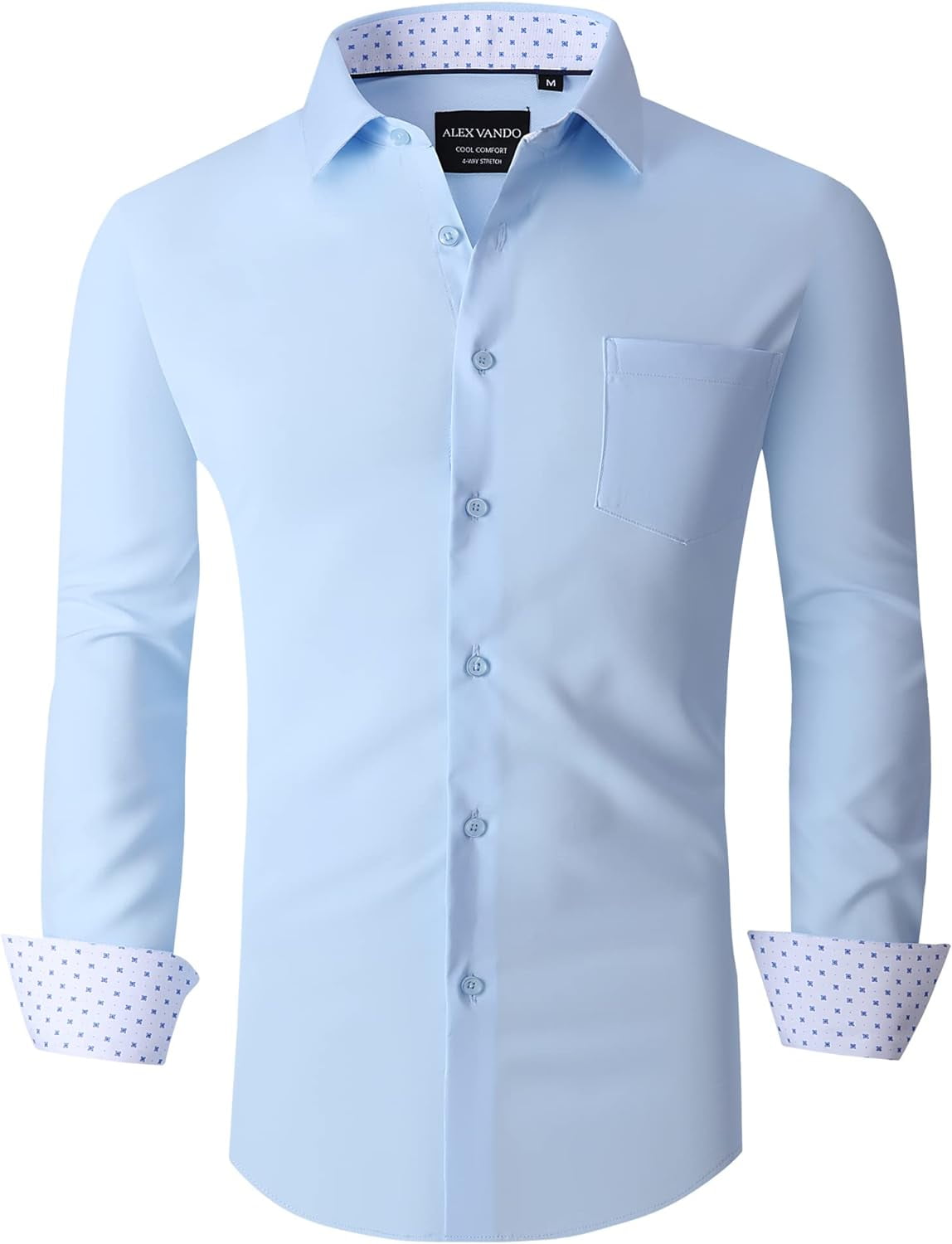 Alex Vando Mens Dress Shirts Regular Fit Long Sleeve Stretch Business ...