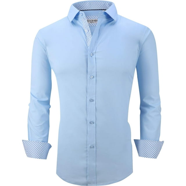 Alex Vando Mens Dress Shirts Regular Fit Long Sleeve Stretch Business ...