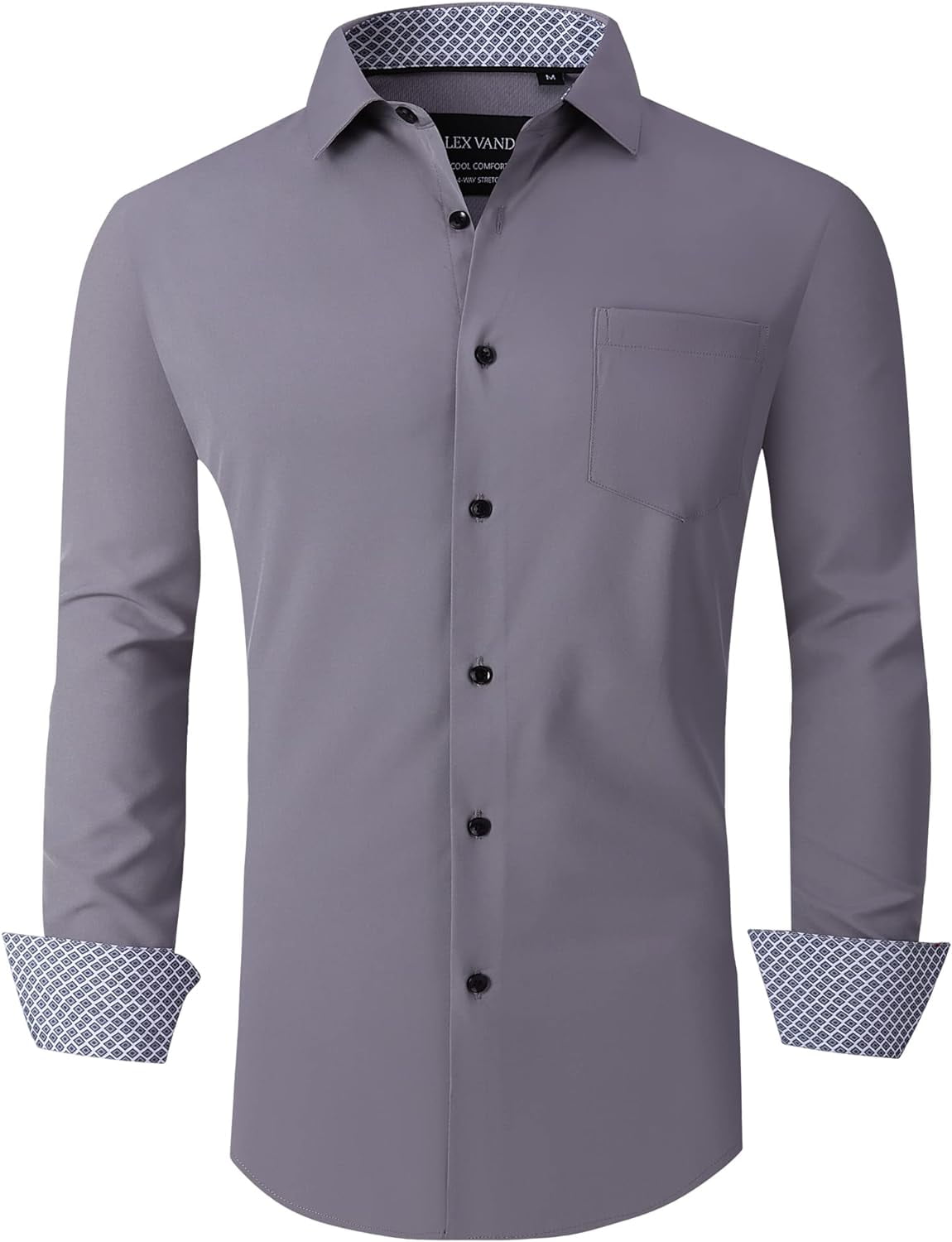 Alex Vando Mens Dress Shirts Regular Fit Long Sleeve Stretch Business Dress Shirts for Men ...