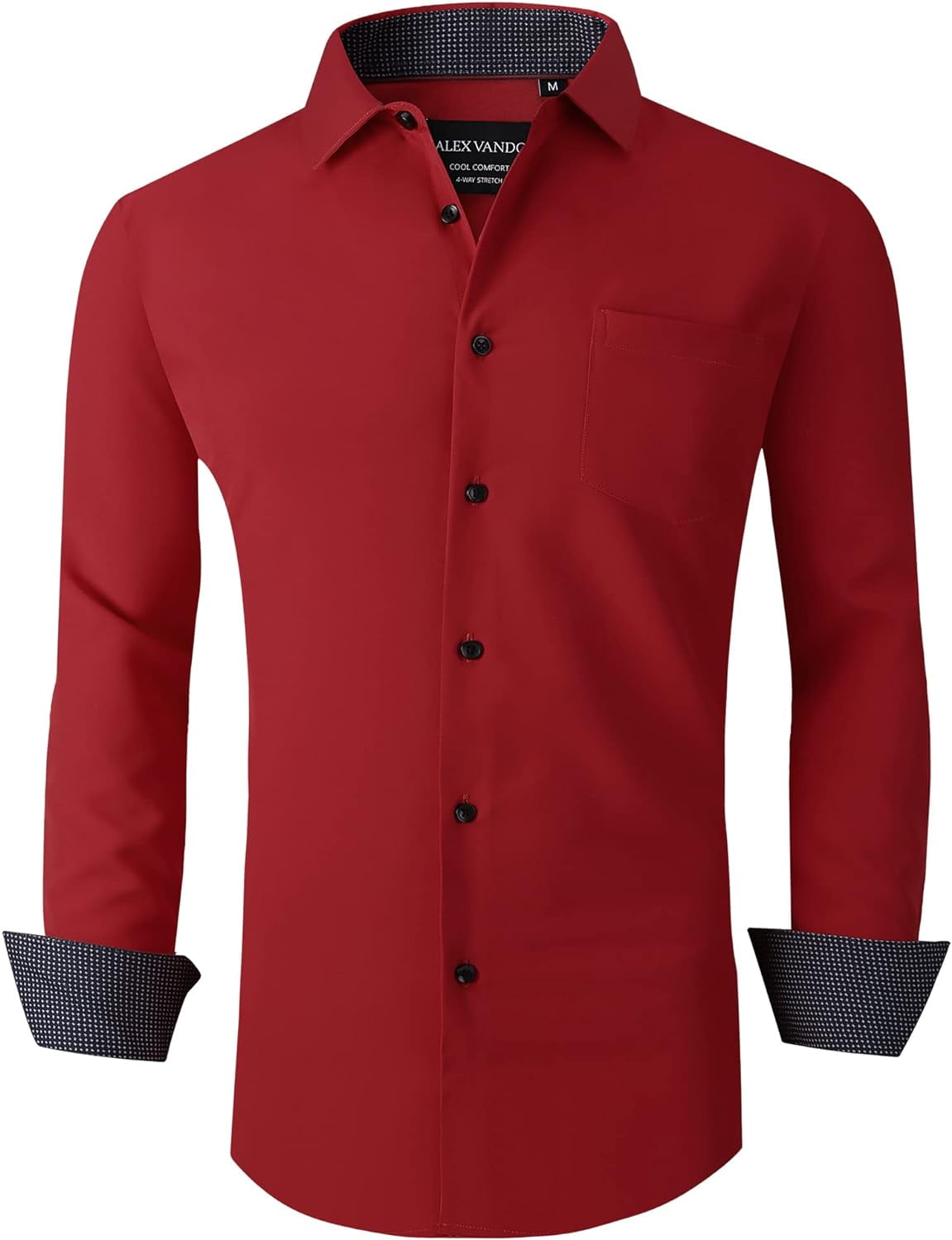 Alex Vando Mens Dress Shirts Regular Fit Long Sleeve Stretch Business Dress Shirts for Men ...