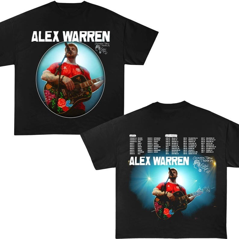 Alex Warren Cheaper Than Therapy Tour Music 2025 Unisex Graphic Shirt ...