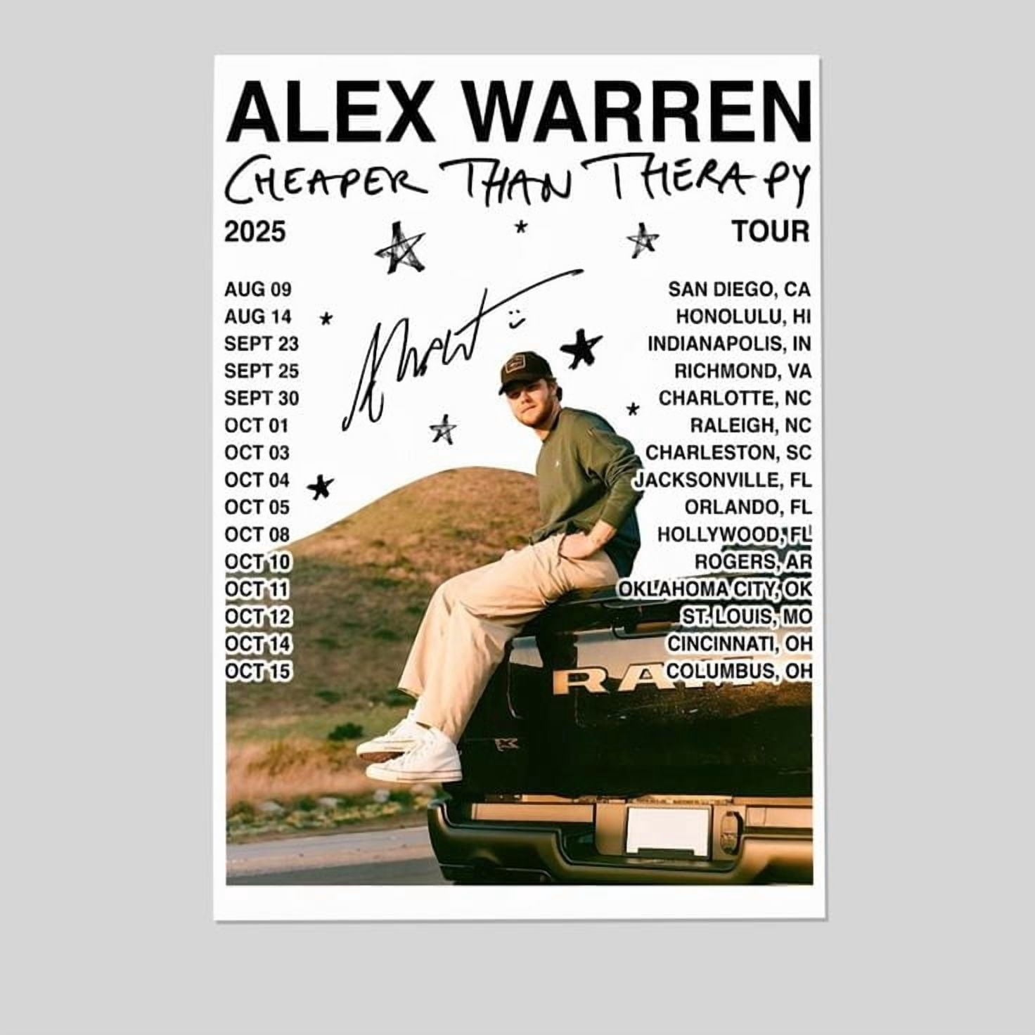 Alex Warren Tour 2025Cheaper Than Therapy Concert Poster Home Decor ...