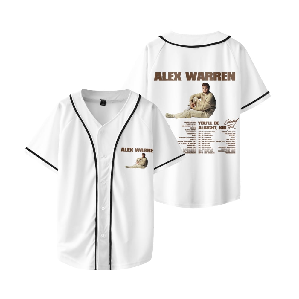 Alex Warren YOU’LL BE ALRIGHT KID Tour Merch Baseball Jersey Shirt V ...