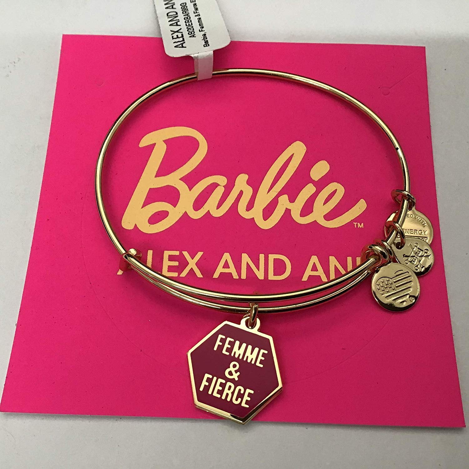 Alex and Ani Barbie Charm Bangle Bracelet Gold/Femme & Fierce One Size ...