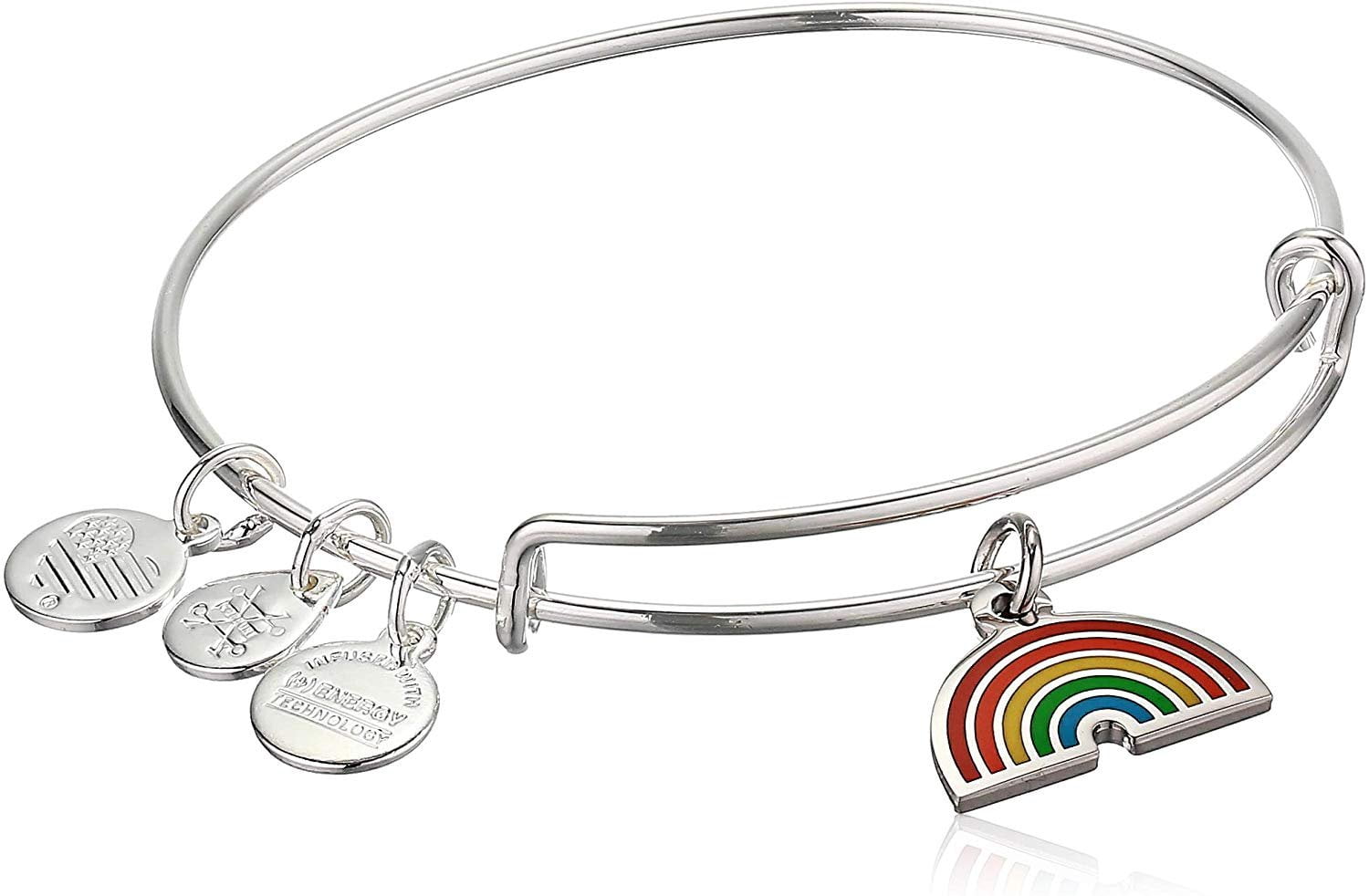 Alex and Ani Color Infusion Bangle Bracelet Shiny Silver/Rainbow One Size (A20EBVDAY25SS ...