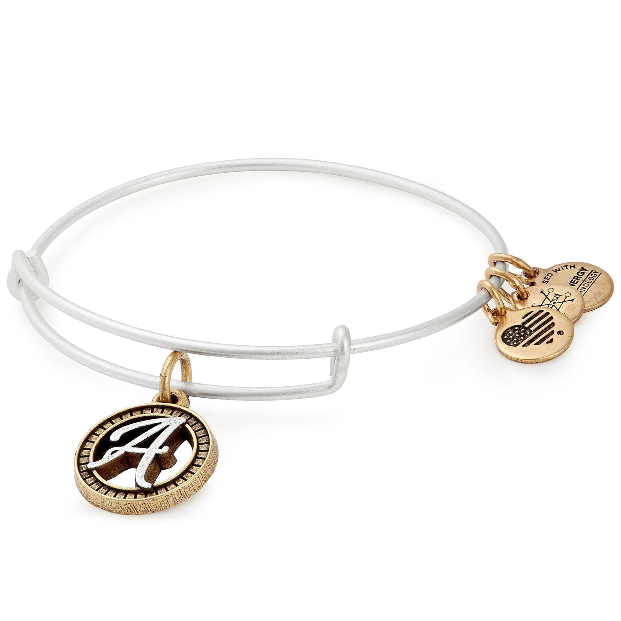 Alex and Ani Women's Initial A II Bangle Two Tone Bracelet, Rafaelian Silver - Walmart.com