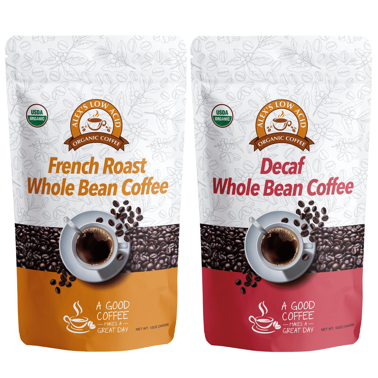 Alex's Low Acid Organic Coffee - Whole Bean Variety Pack (12oz ...