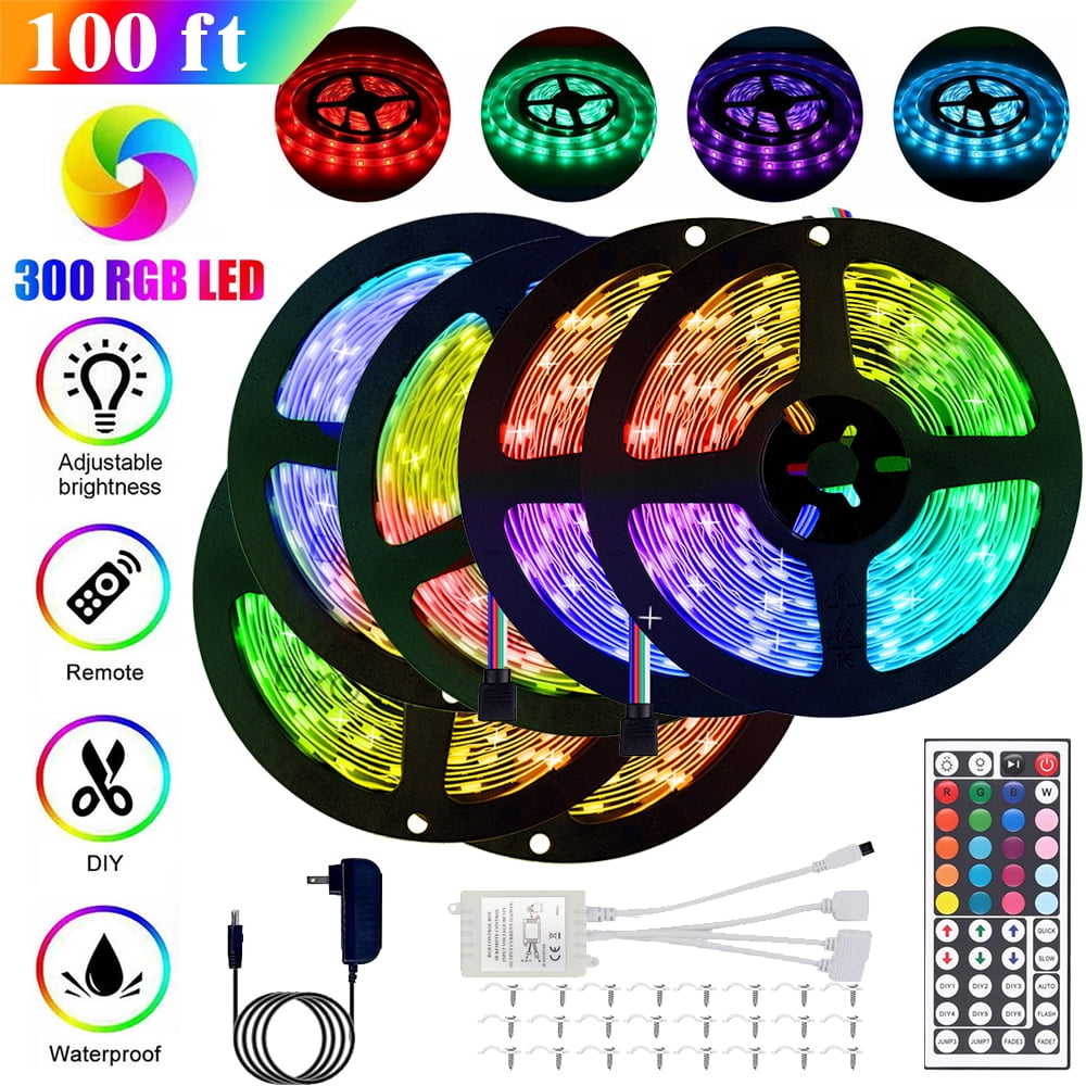 AlexTong 100ft Led Strip Lights, waterproof Light Strip RGB Color ...
