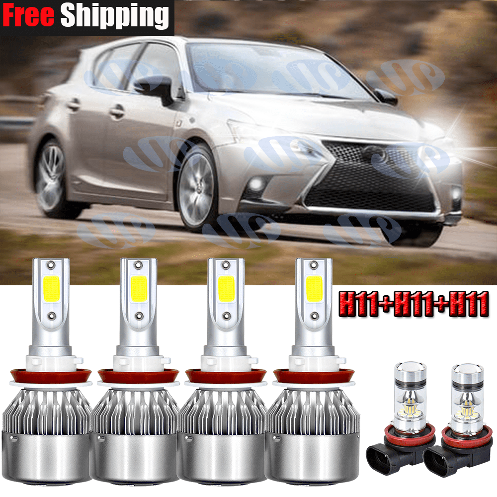 2011-2017 Lexus CT200h 6X LED Headlight Hi/Lo+Fog Lights Bulbs 6000K with Lens - Walmart.com