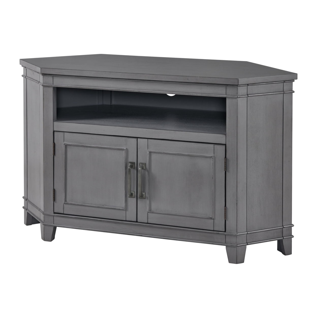 Alexa 50 Inch TV Corner Entertainment Console, Cubby, Cabinet, Gray ...