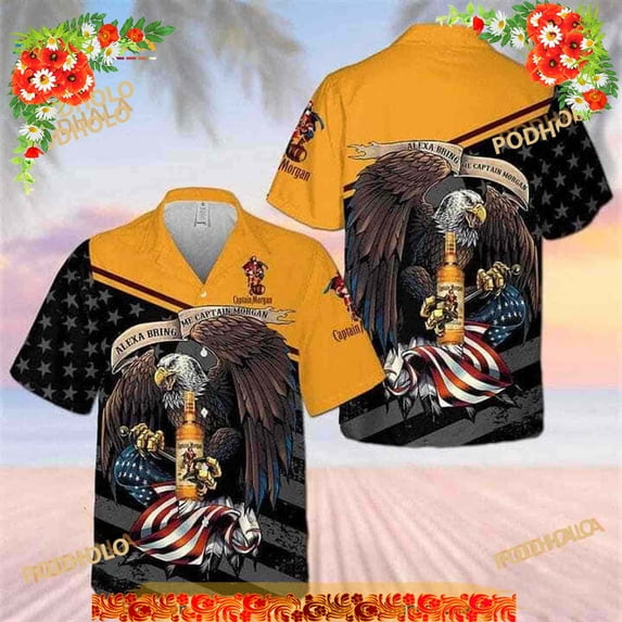 Alexa Bring Me Captain Morgan Funny Hawaiian Shirt Independence Day 4th ...