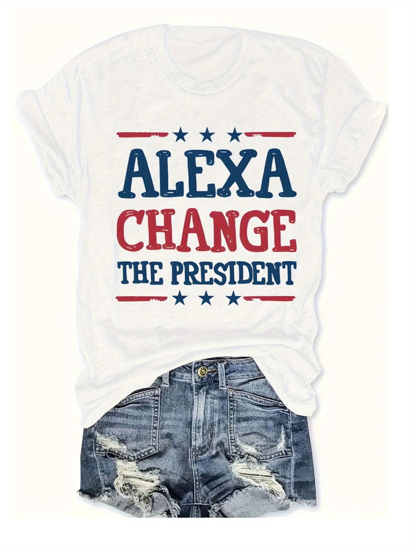 Alexa Change The President Graphic Tee - Women's Casual Crew Neck Short ...
