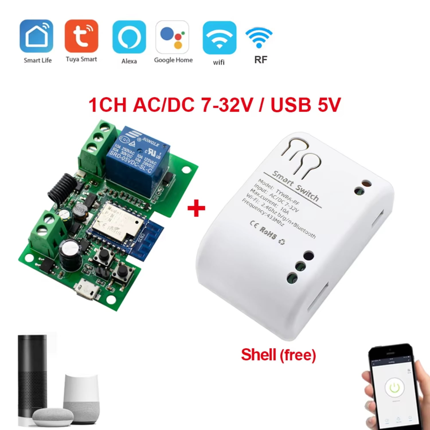 Alexa-Compatible Smart WiFi Motor Module with 4 Channels Inching Relay ...