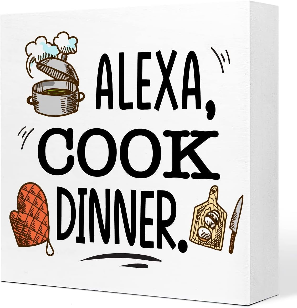 Alexa Cook Dinner Wooden Sign Desk Decor,Funny Kitchen Wood Sign Desk ...