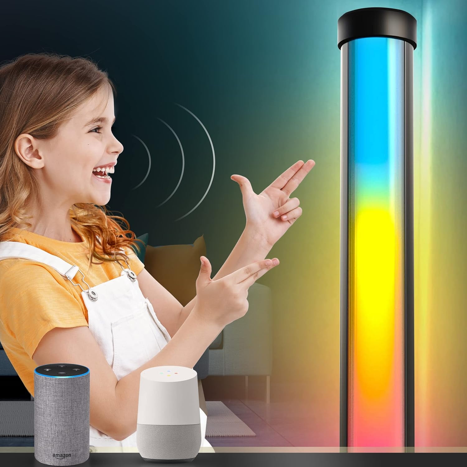 Alexa & Google Assistant Compatible, Voice-Control Activated Floor Lamp ...