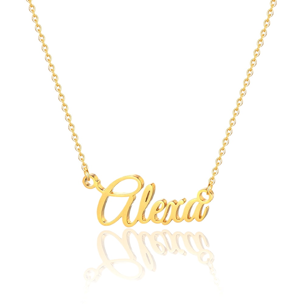 Alexa Name Necklace Personalized, Gold Plated Custom Name Necklace ...