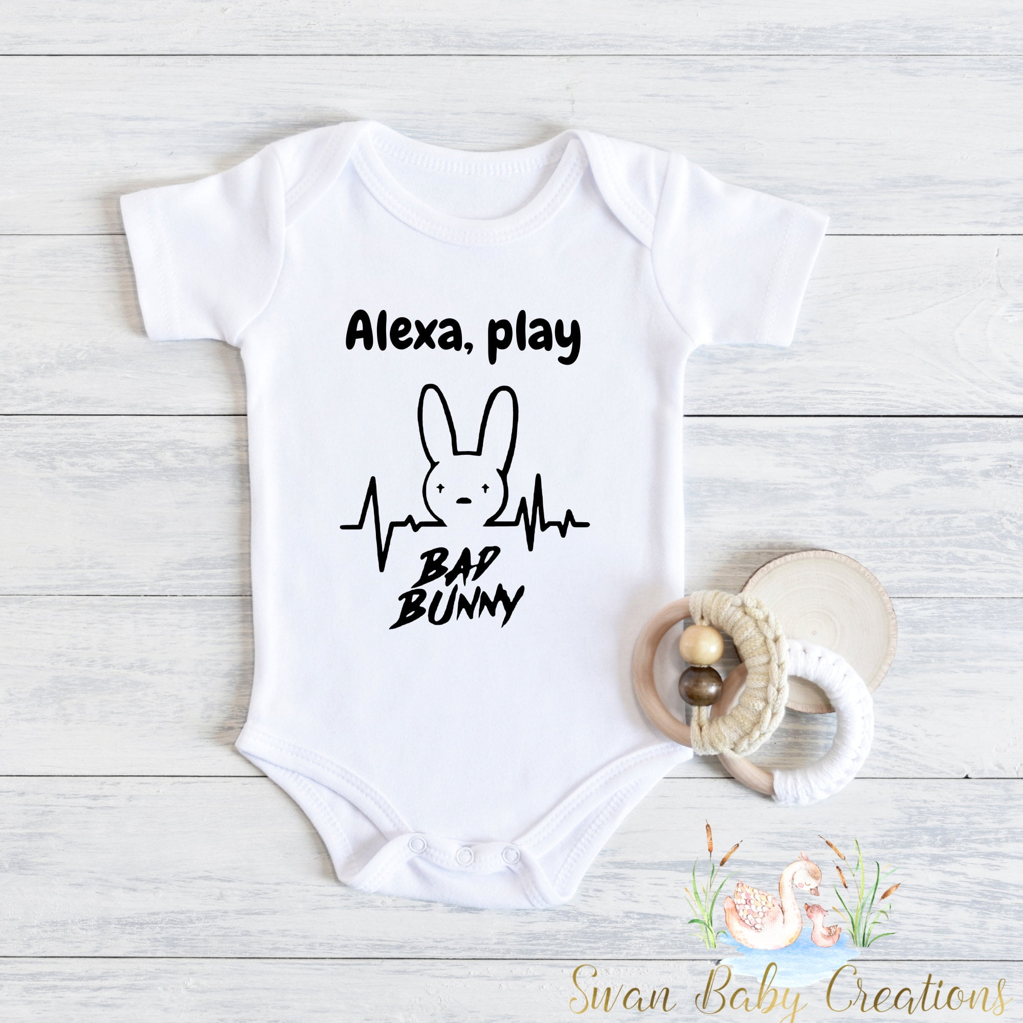 Alexa, Play Bad Bunny Bodysuit For Baby, Baby Bunny Shirt, I Listen To ...