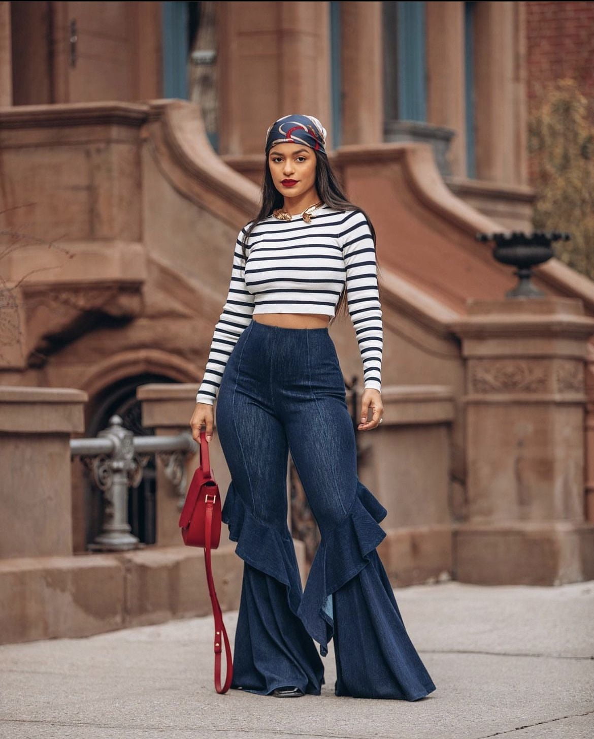 Alexa Ruffle Belle Bottom Denim Pants - Walmart.com