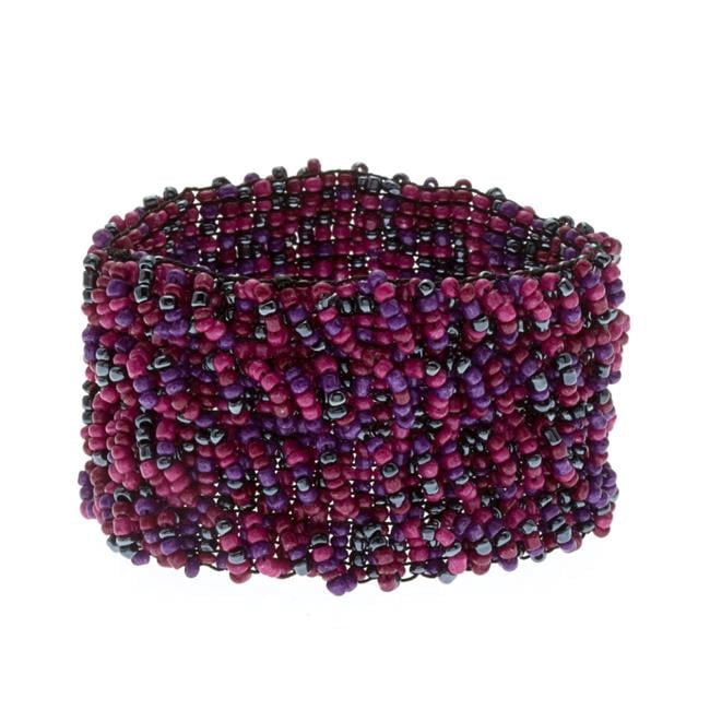 Alexa Starr 5949/B/AMY Tonal Woven Glass Bead Stretch Bracelet - Purple ...