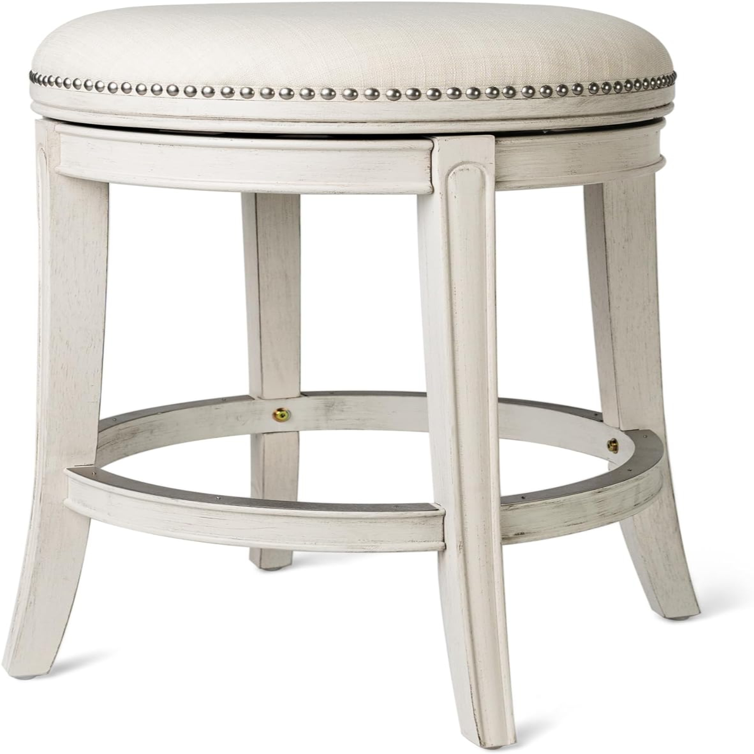 Alexander 31 Inch Tall Bar Height Rotating Backless Barstool in White ...