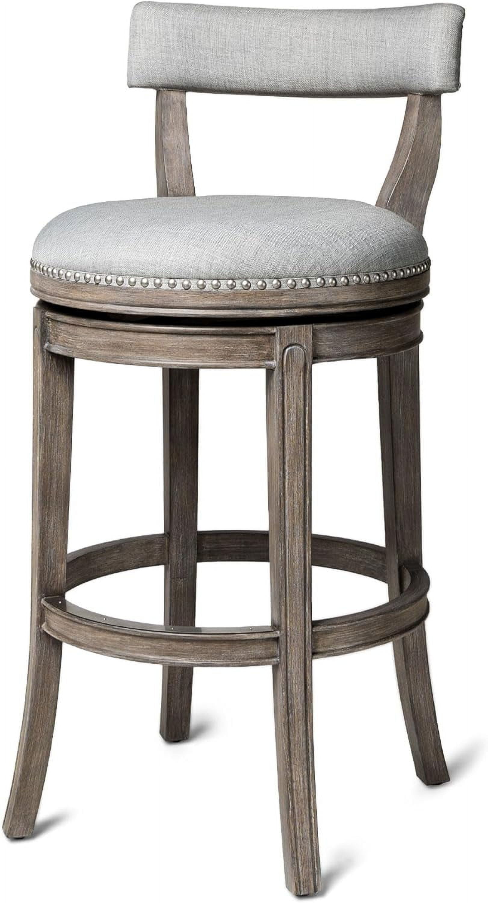 Alexander 31 Inch Tall Bar Height Rotating Low Back Barstool in Weathered Oak Finish with Avanti ...