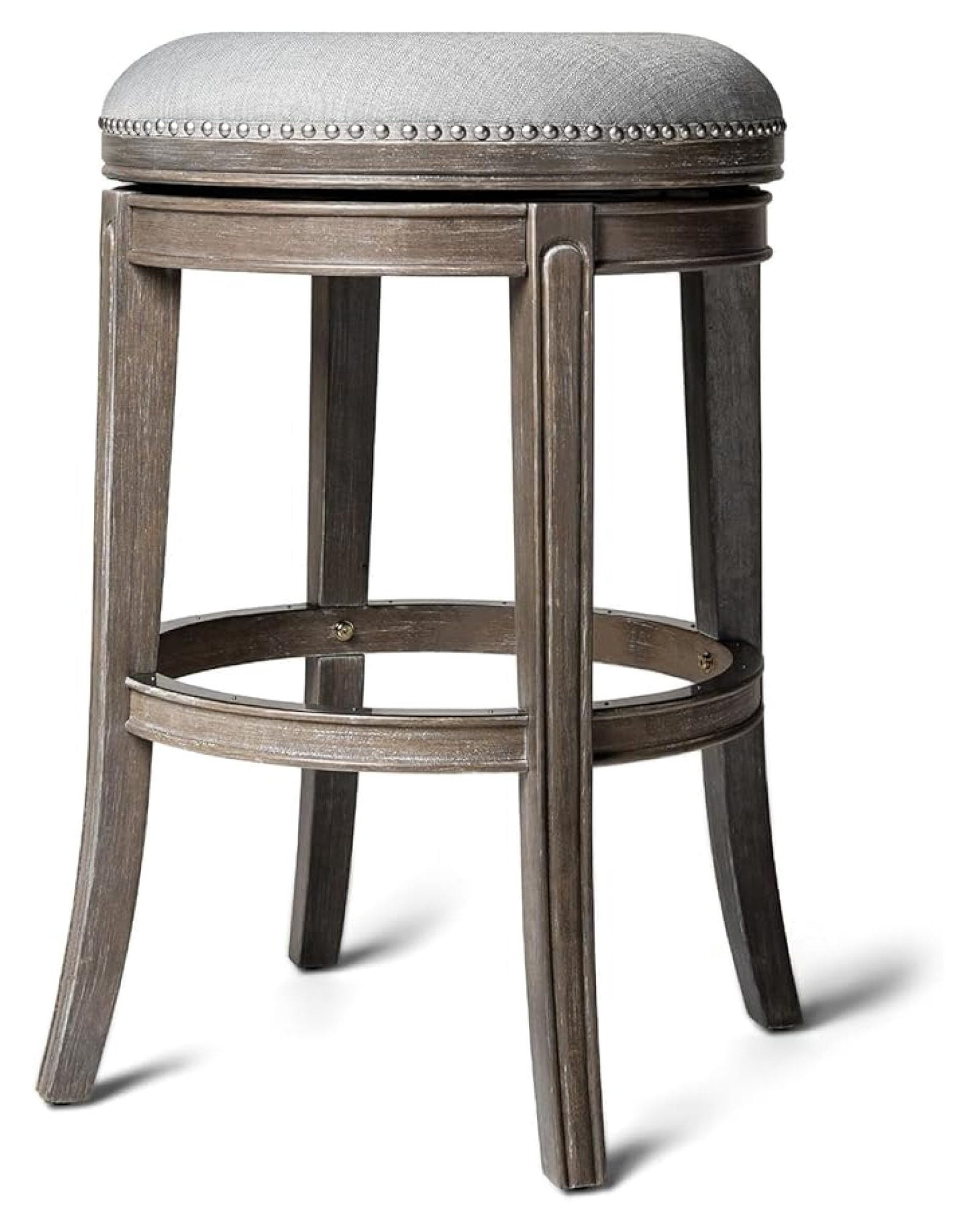 Alexander Backless Bar Stool 31 Inches Swivel Stool with Footrest Grey ...