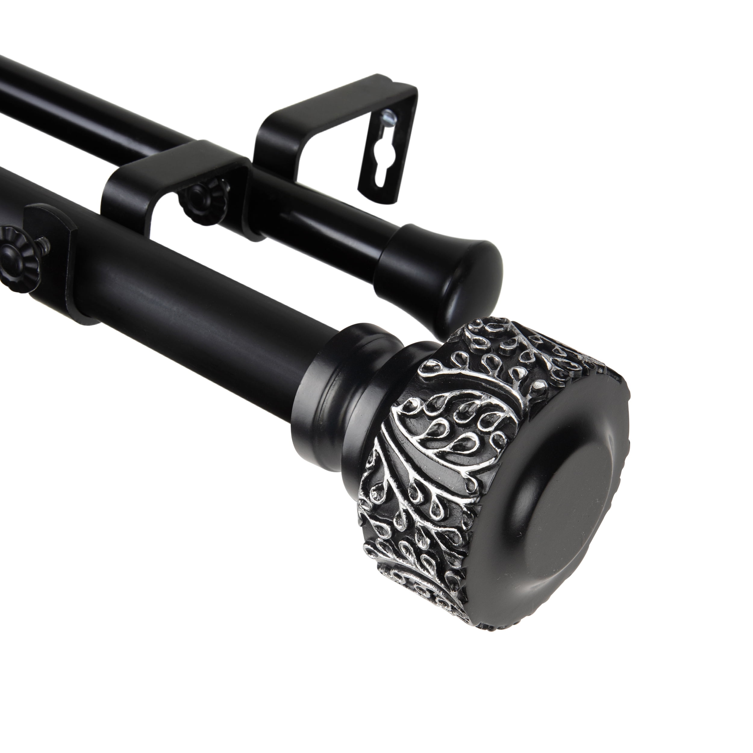 Alexander Double Curtain Rod 1 inch 66-120 inch - Black - Walmart.com