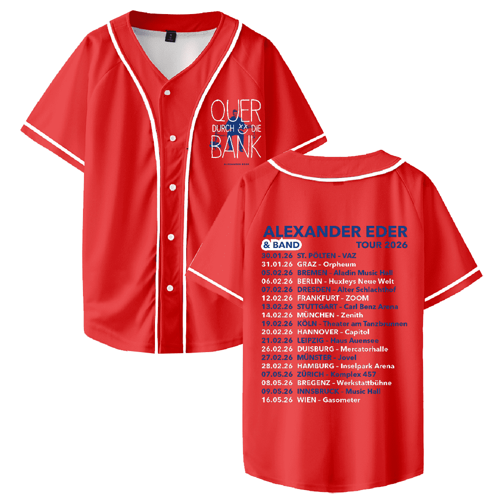 Alexander Eder Quer durch die Bank Tour 2026 Merch Baseball Jersey ...